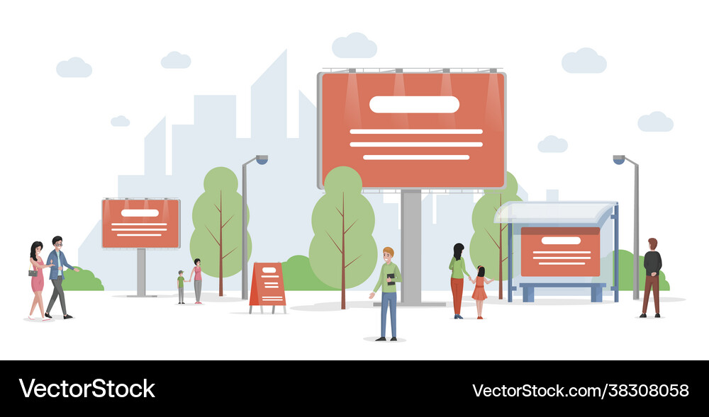 City advertising flat urban Royalty Free Vector Image