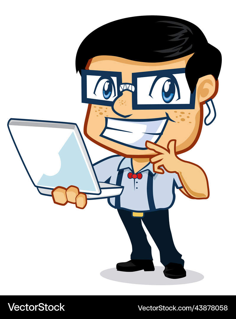 Geek boy mascot cartoon Royalty Free Vector Image