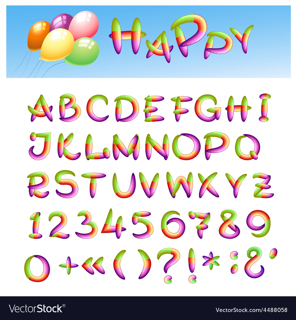 Happy alphabet Royalty Free Vector Image - VectorStock