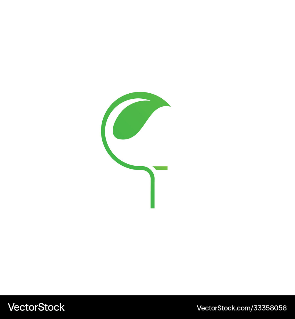 Letter t nature logo with leaf symbol Royalty Free Vector
