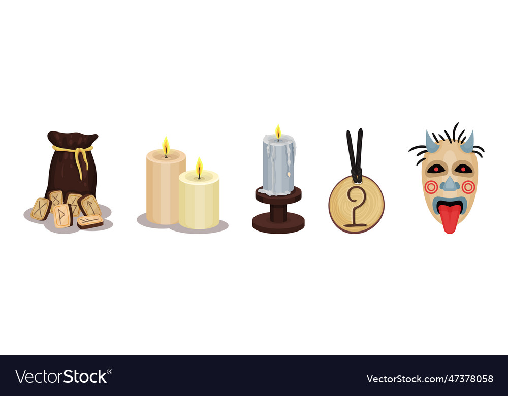Magic And Wizardry Objects Elements Set Royalty Free Vector