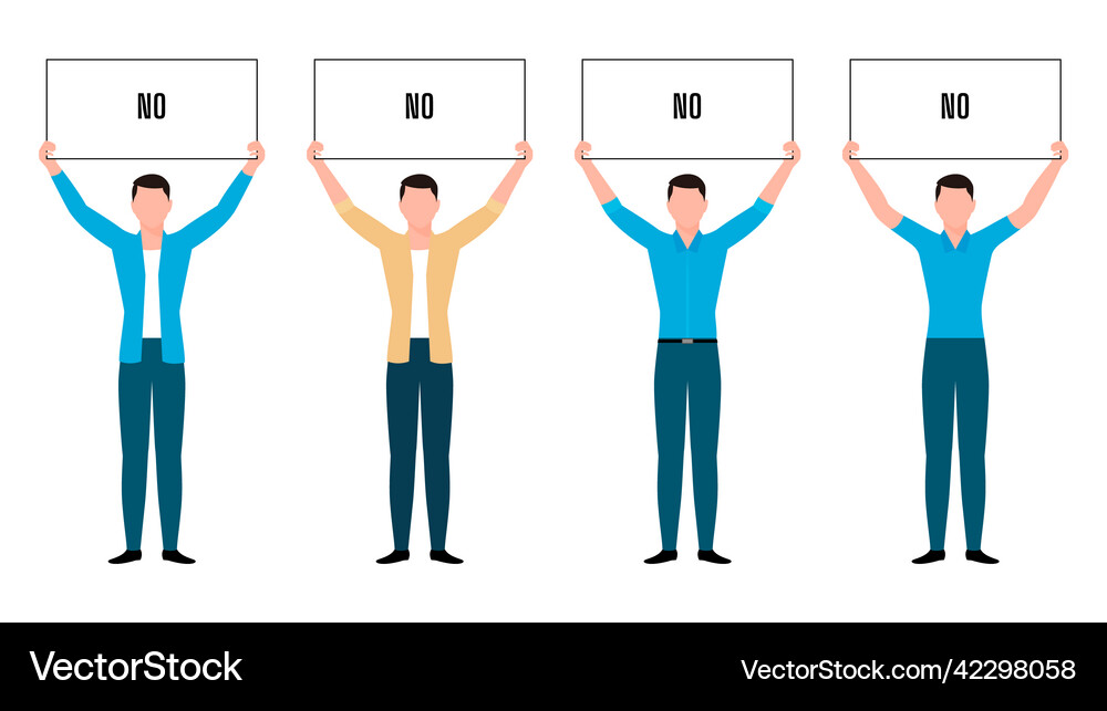 Man holding no sign board flat character people Vector Image
