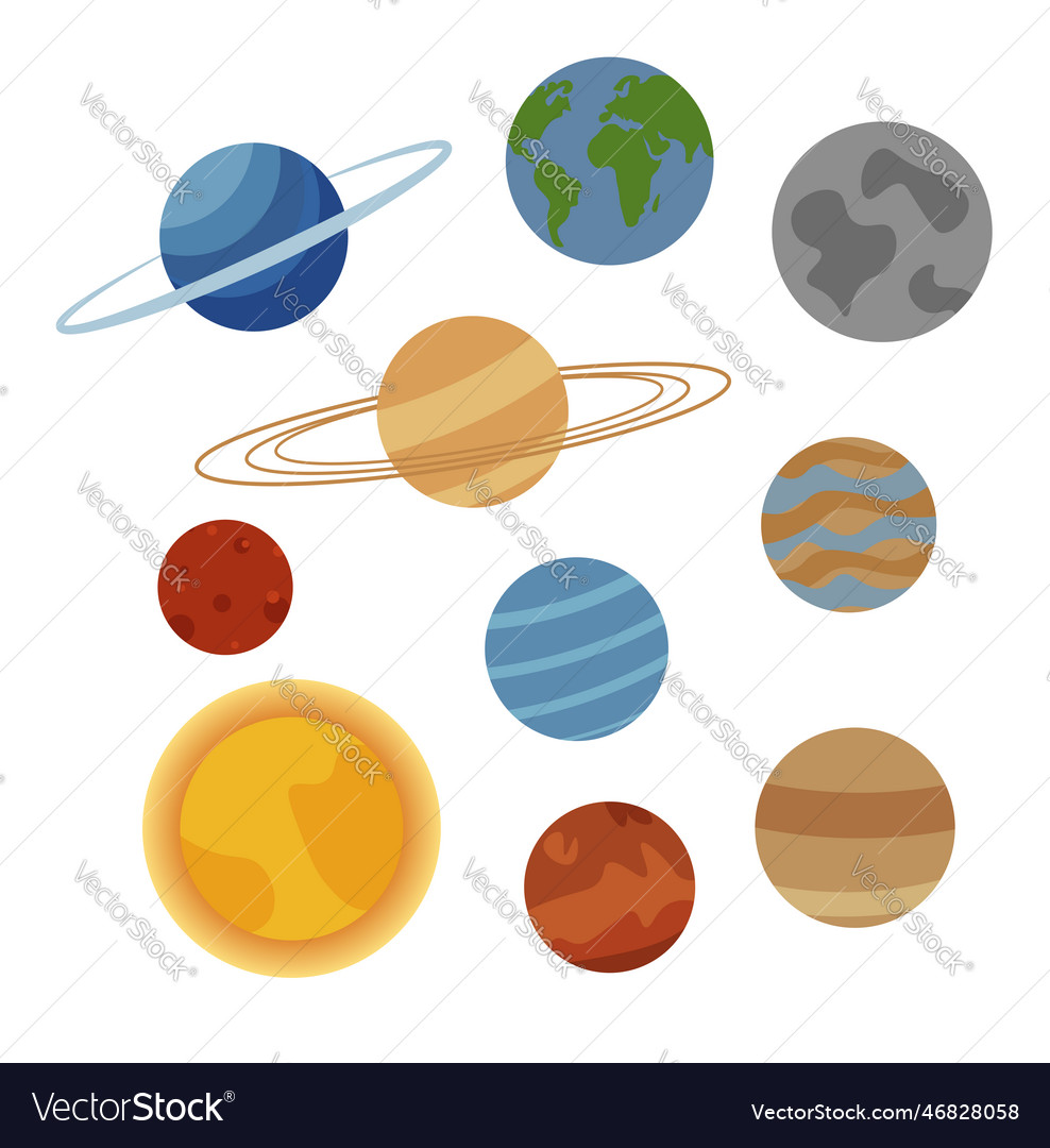 Planets on a white background Royalty Free Vector Image