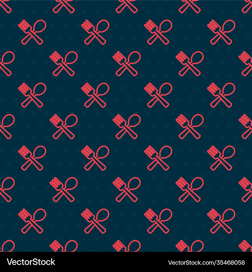 Red line crossed fork and spoon icon isolated Vector Image