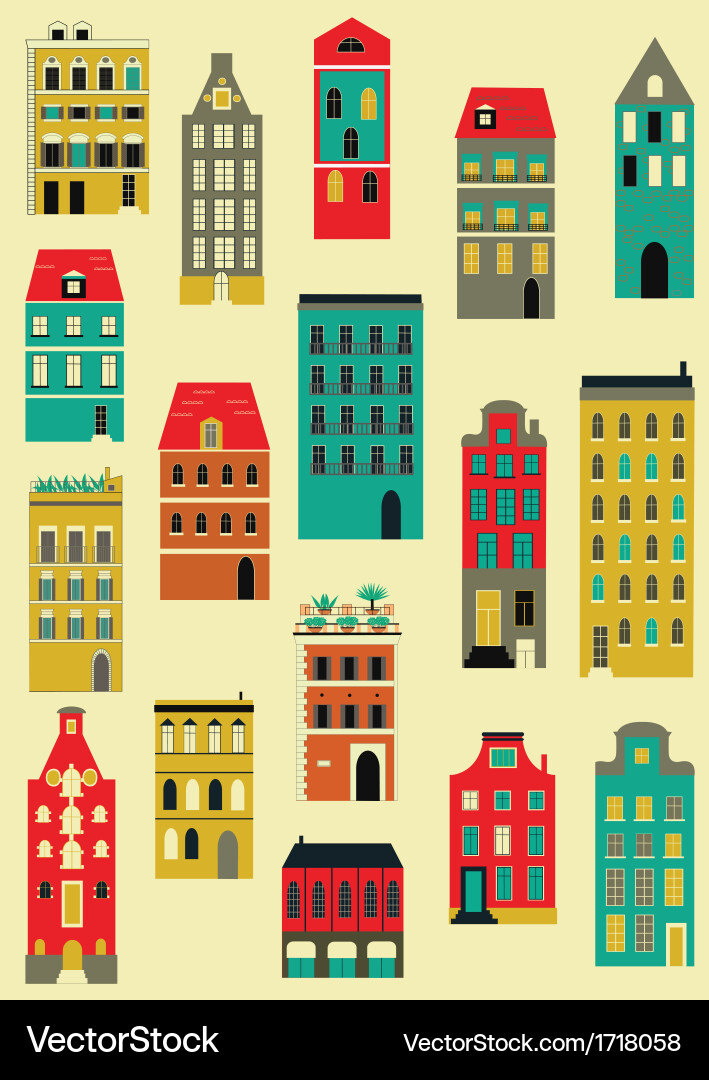 Set of houses Royalty Free Vector Image - VectorStock