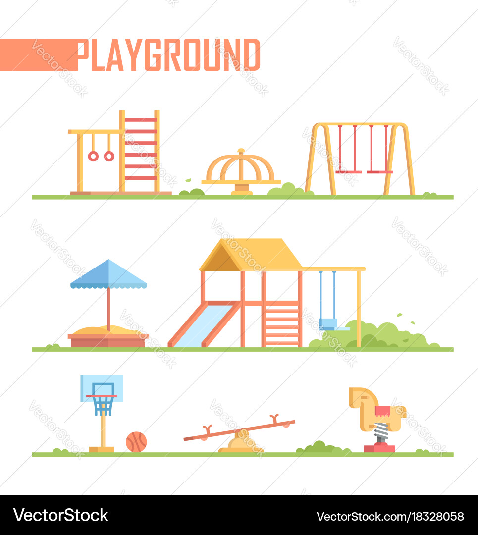Set of playground elements - modern cartoon Vector Image