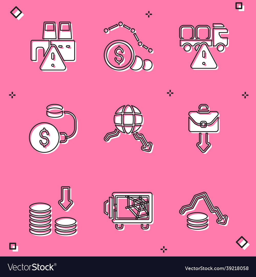 Set shutdown of factory dollar rate decrease Vector Image