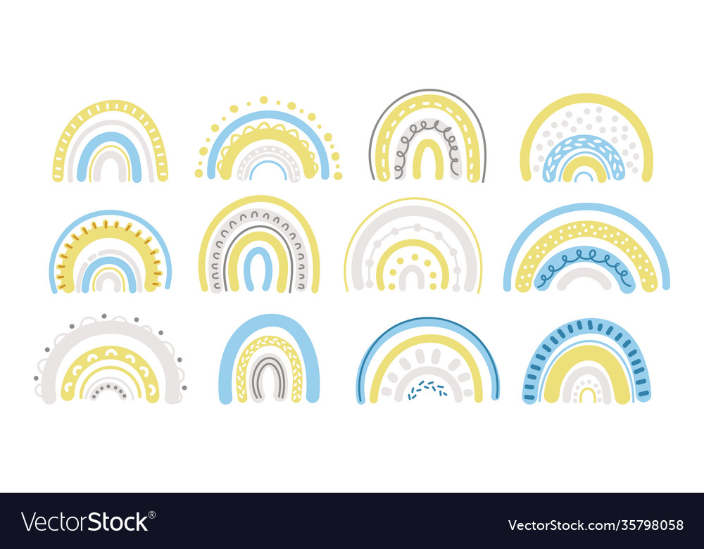 Spring floral rainbow clipart set Royalty Free Vector Image