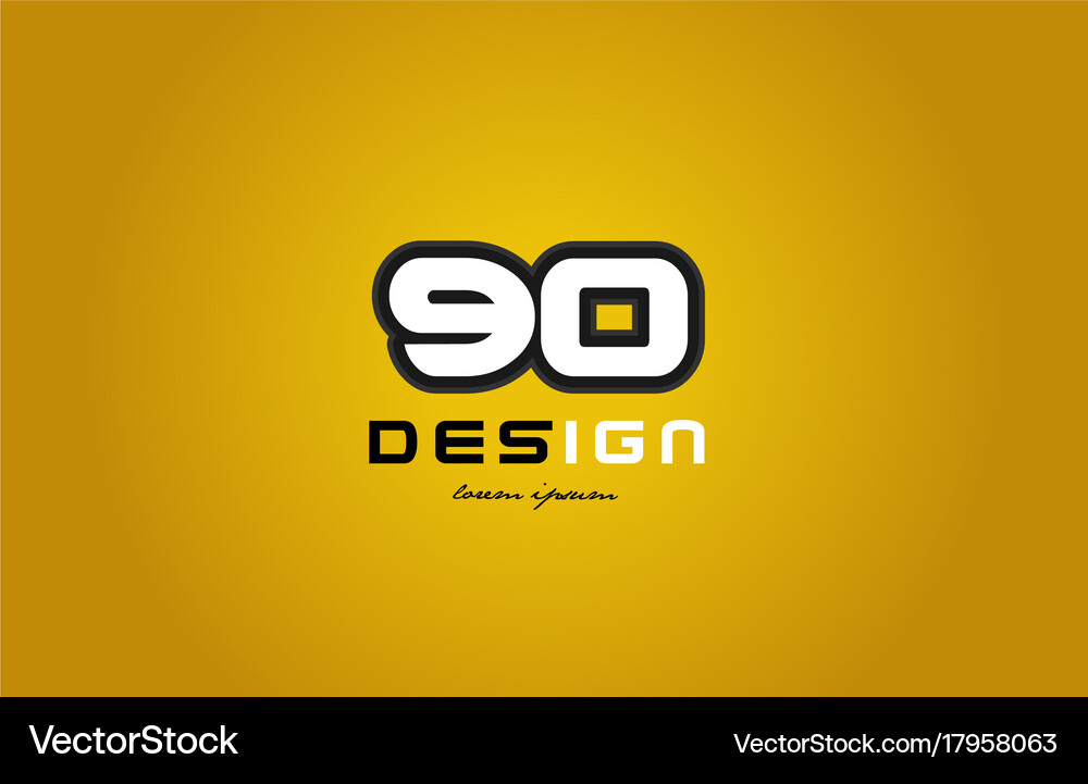 90 number numeral digit white on yellow background