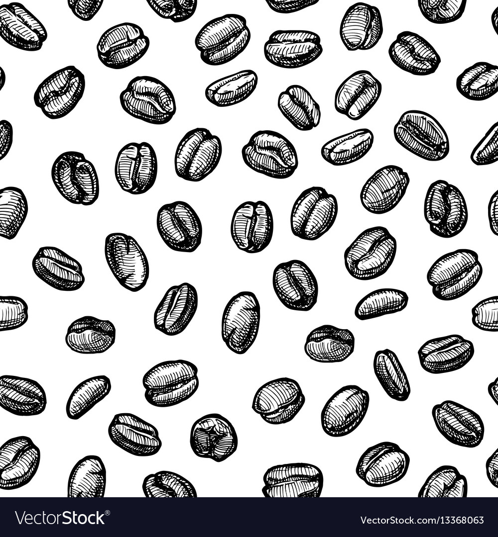 Coffee beans seamless pattern Royalty Free Vector Image