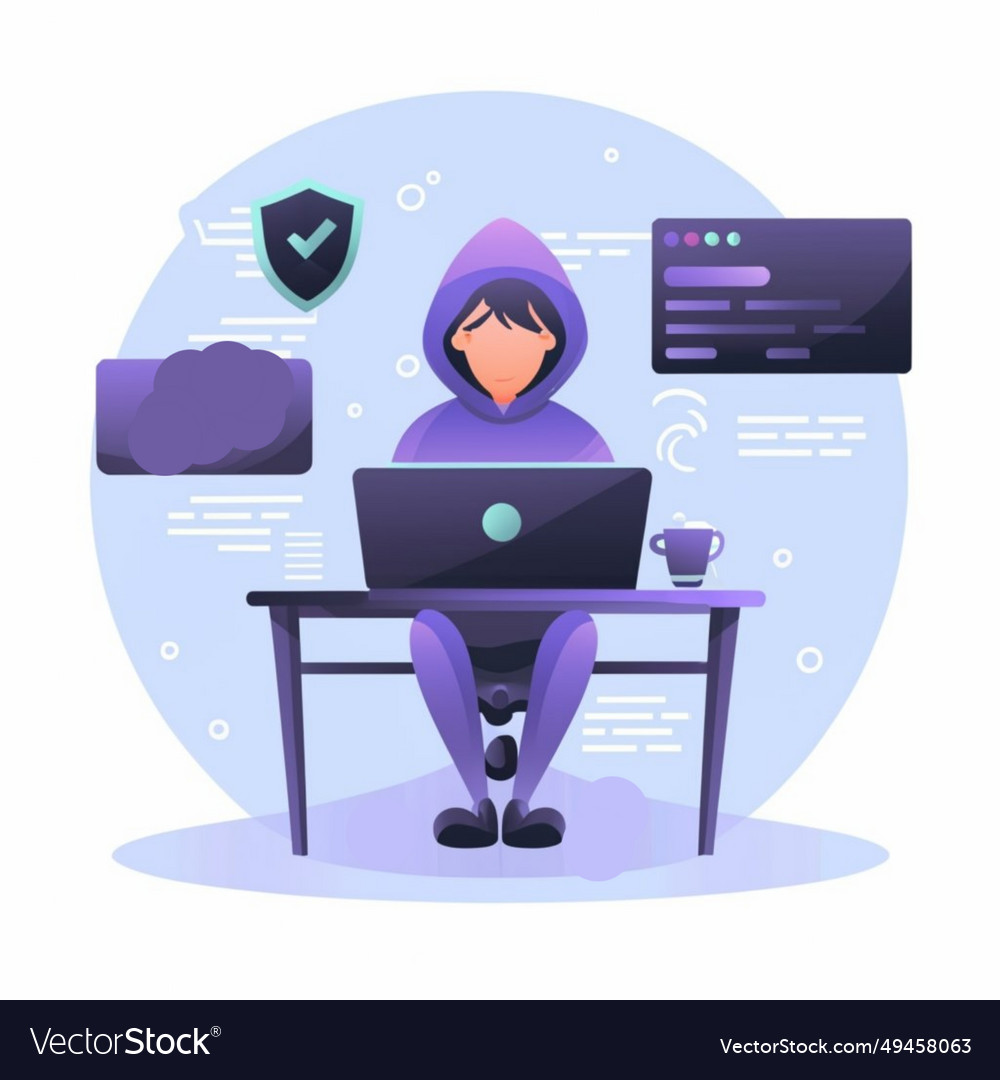 Cybersecurity concept hacker using laptop Vector Image