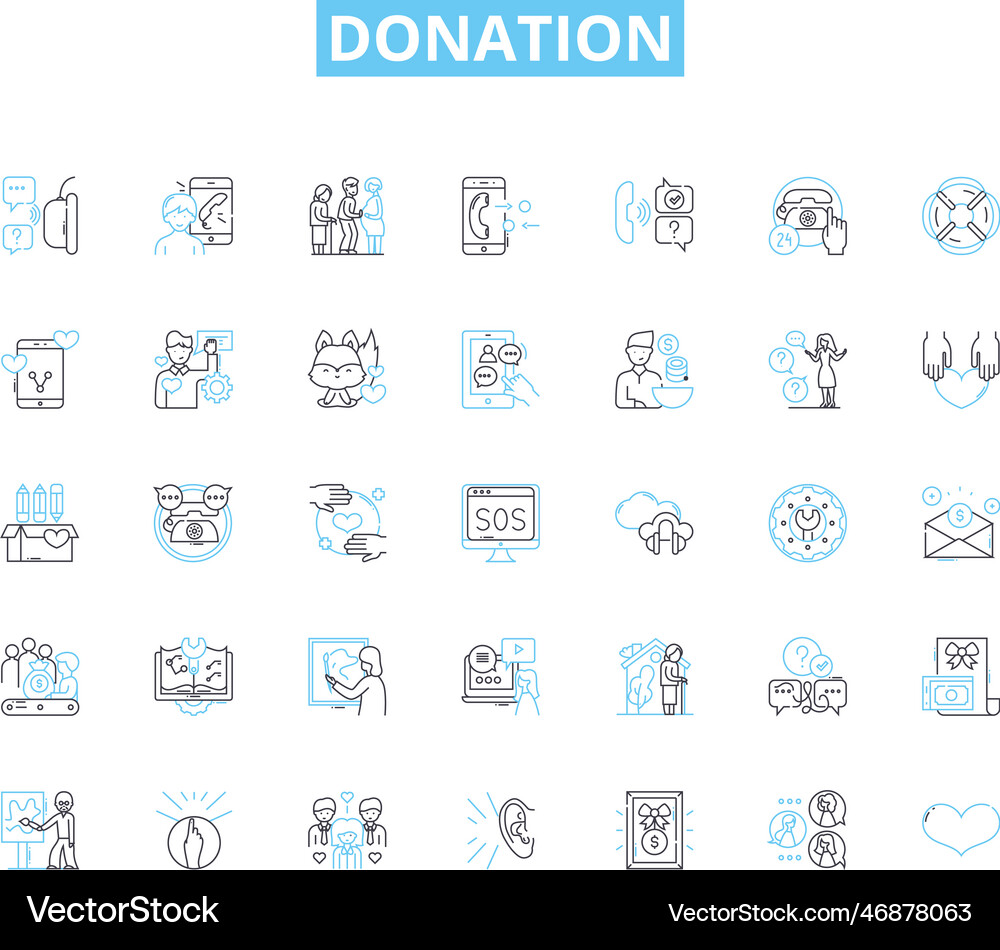 Donation linear icons set charity generosity Vector Image