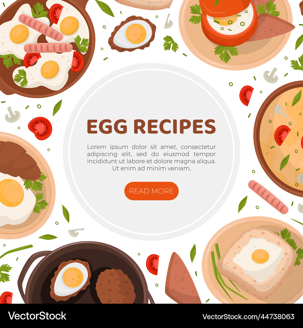Egg recipes landing page template tasty culinary Vector Image