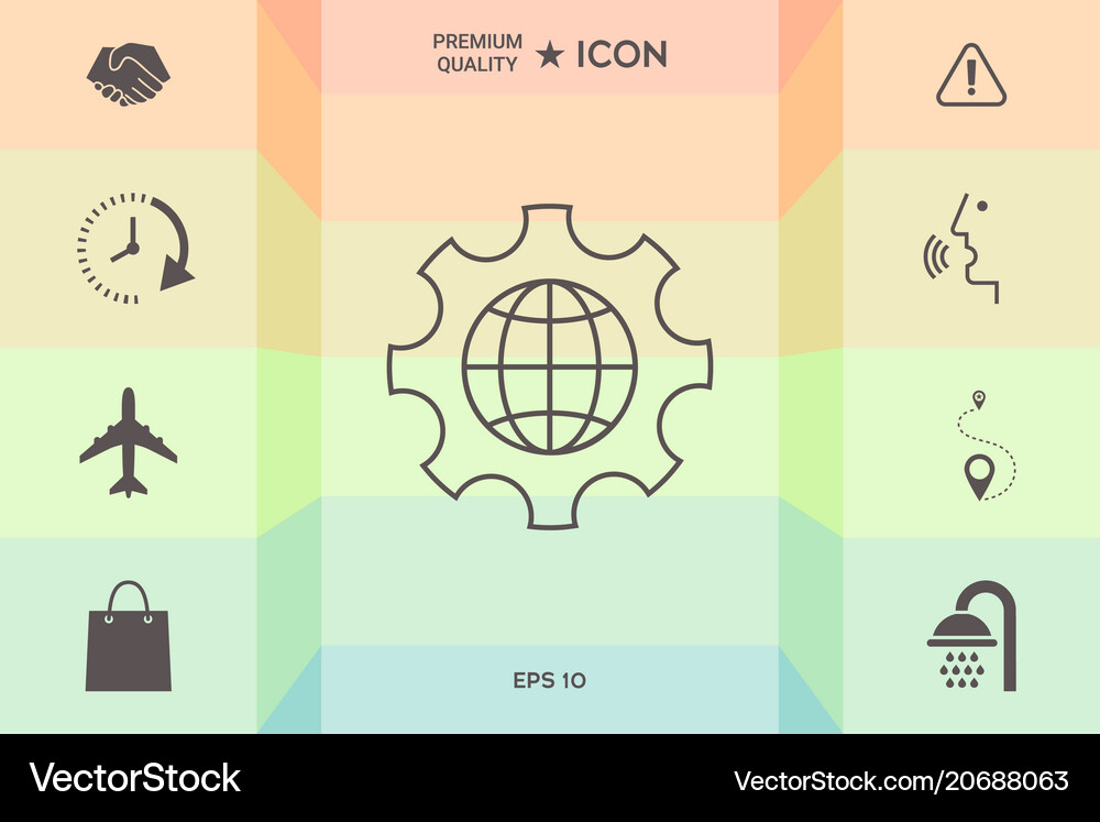 Globe of the earth inside a gear or cog setting Vector Image