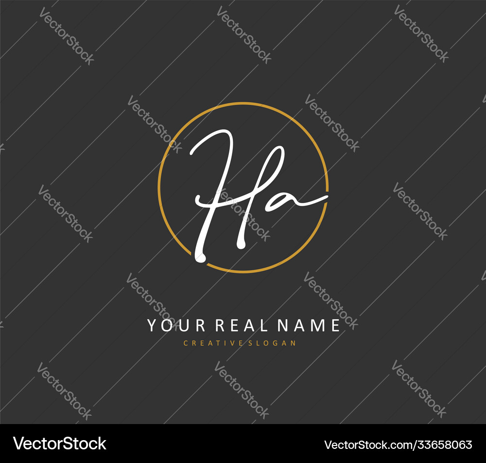 H a ha initial letter handwriting and signature Vector Image