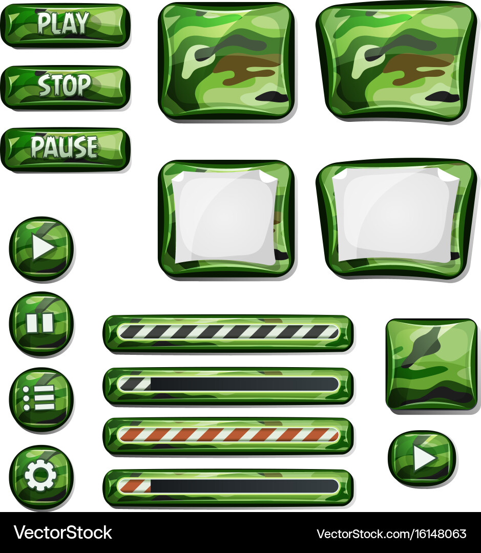 Military camo icons elements for ui game Vector Image