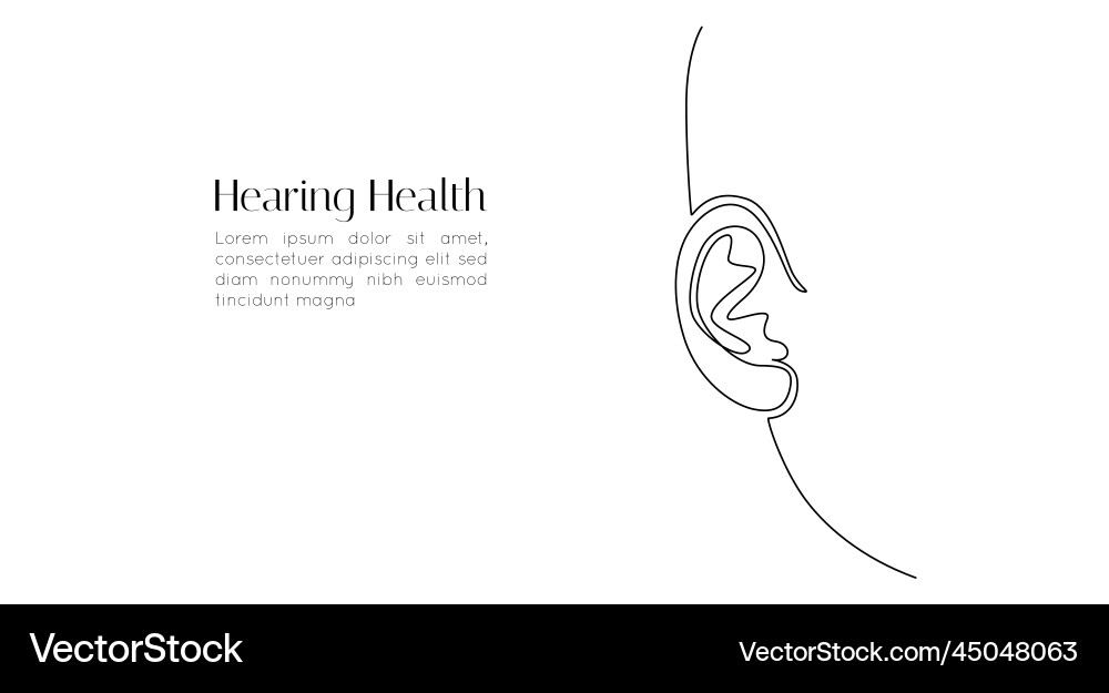 One continuous line drawing of human ear modern Vector Image