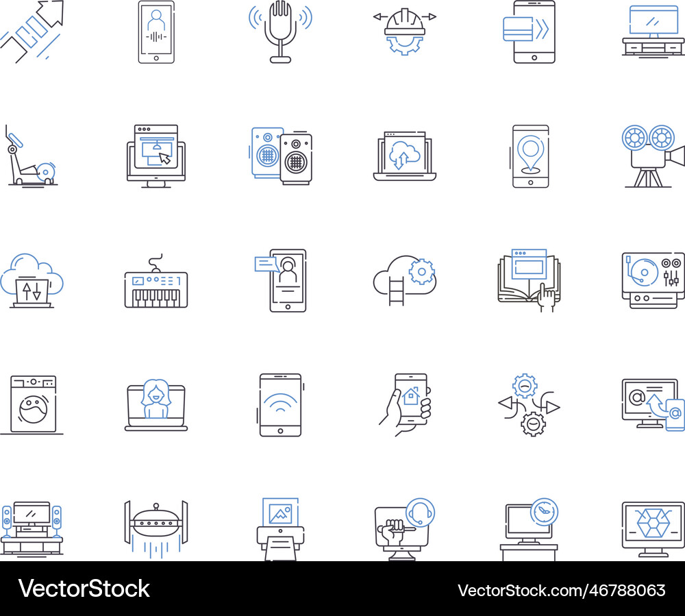 Virtual assistants line icons collection Vector Image
