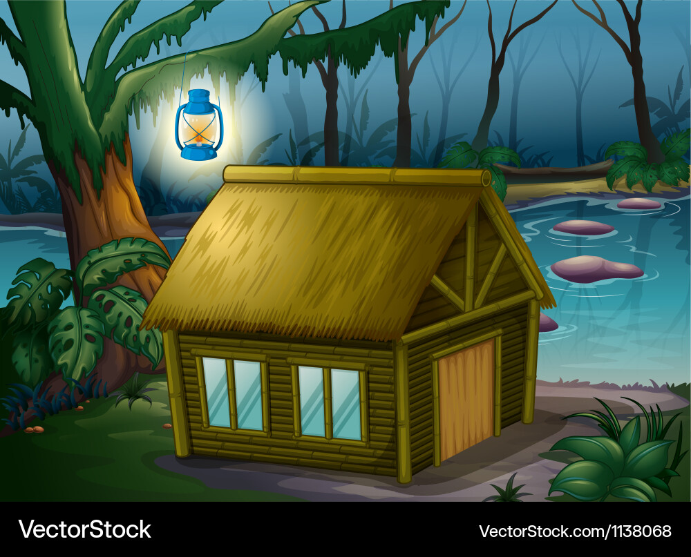 A bamboo house in jungle Royalty Free Vector Image