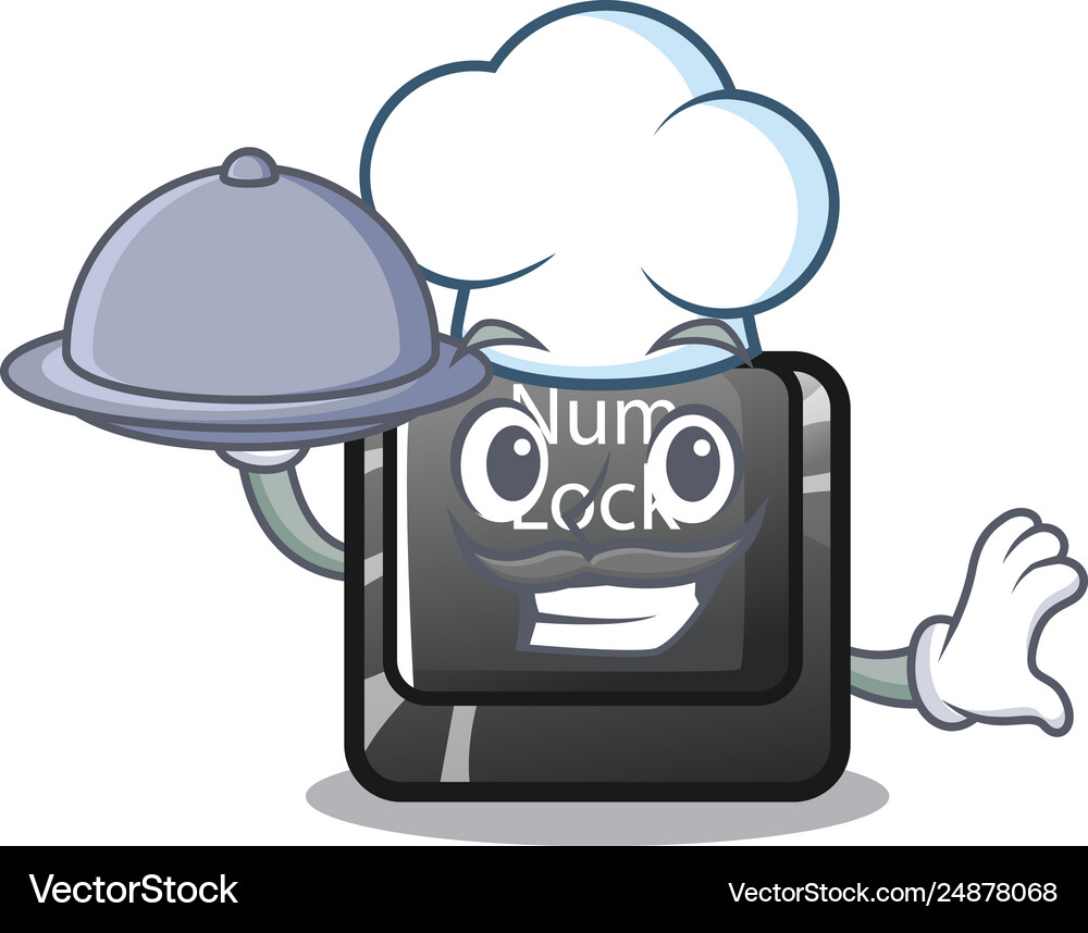 Chef with food num lock installed on cartoon Vector Image