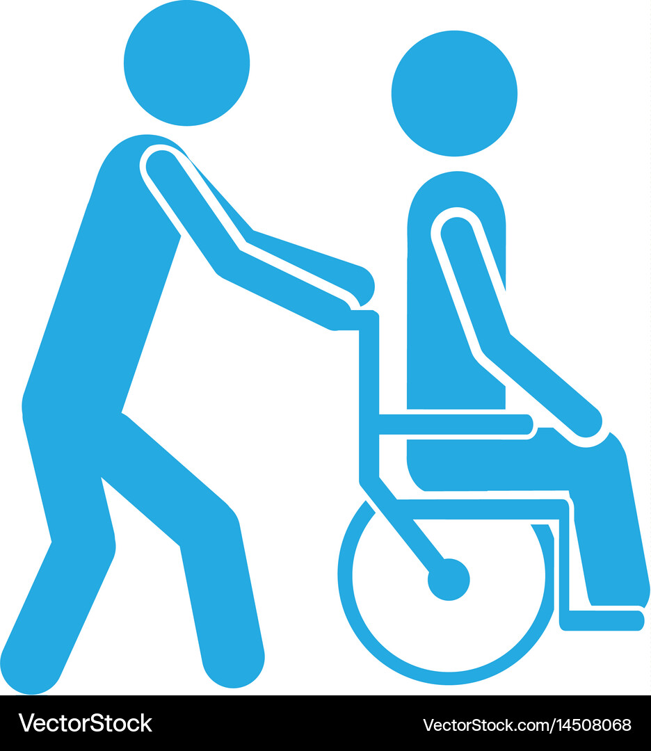 Color silhouette person helping another push Vector Image