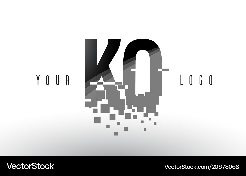 Ko k o pixel letter logo with digital shattered Vector Image