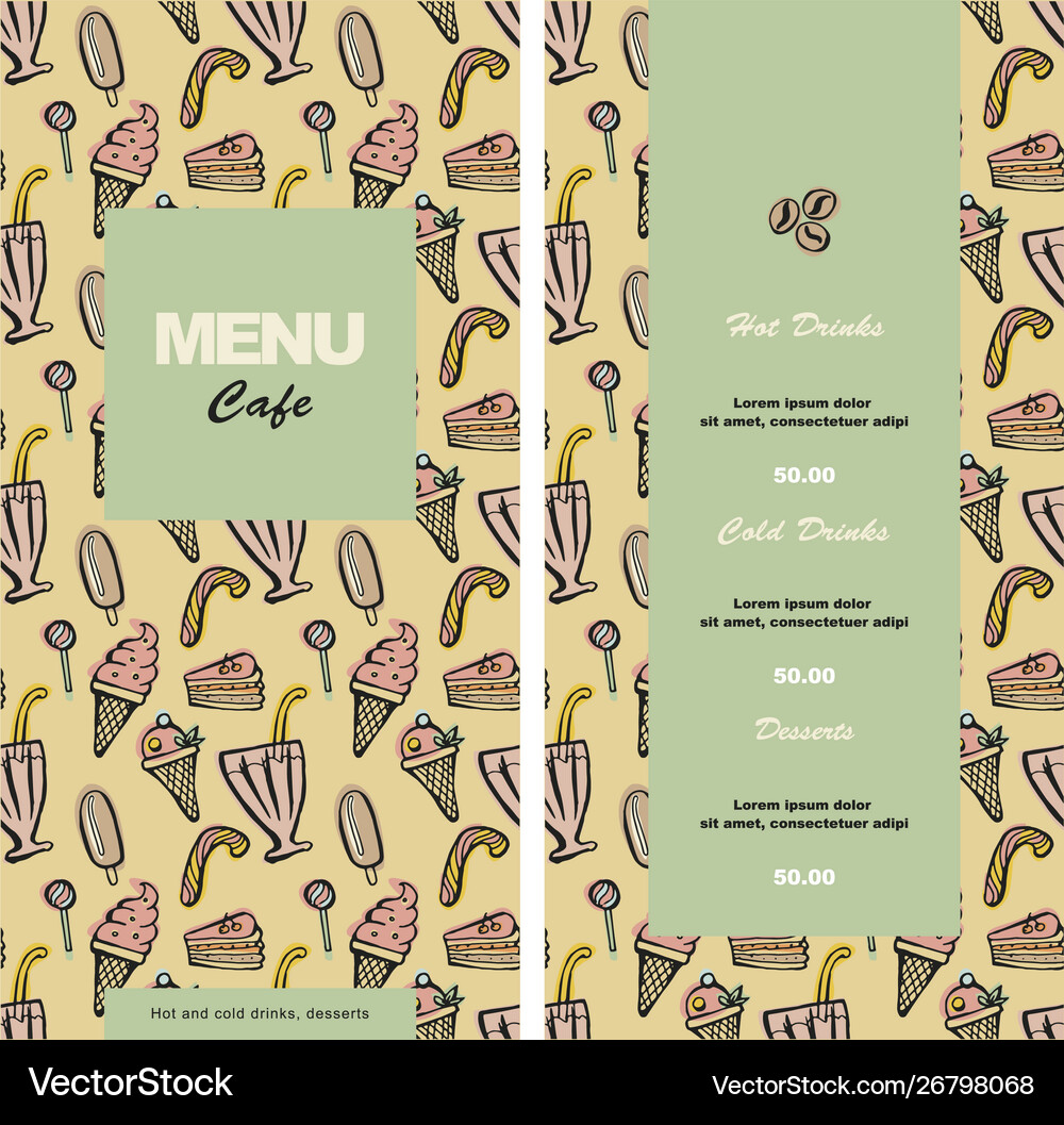 Menu design for cafe coffee shop bistro restaurant