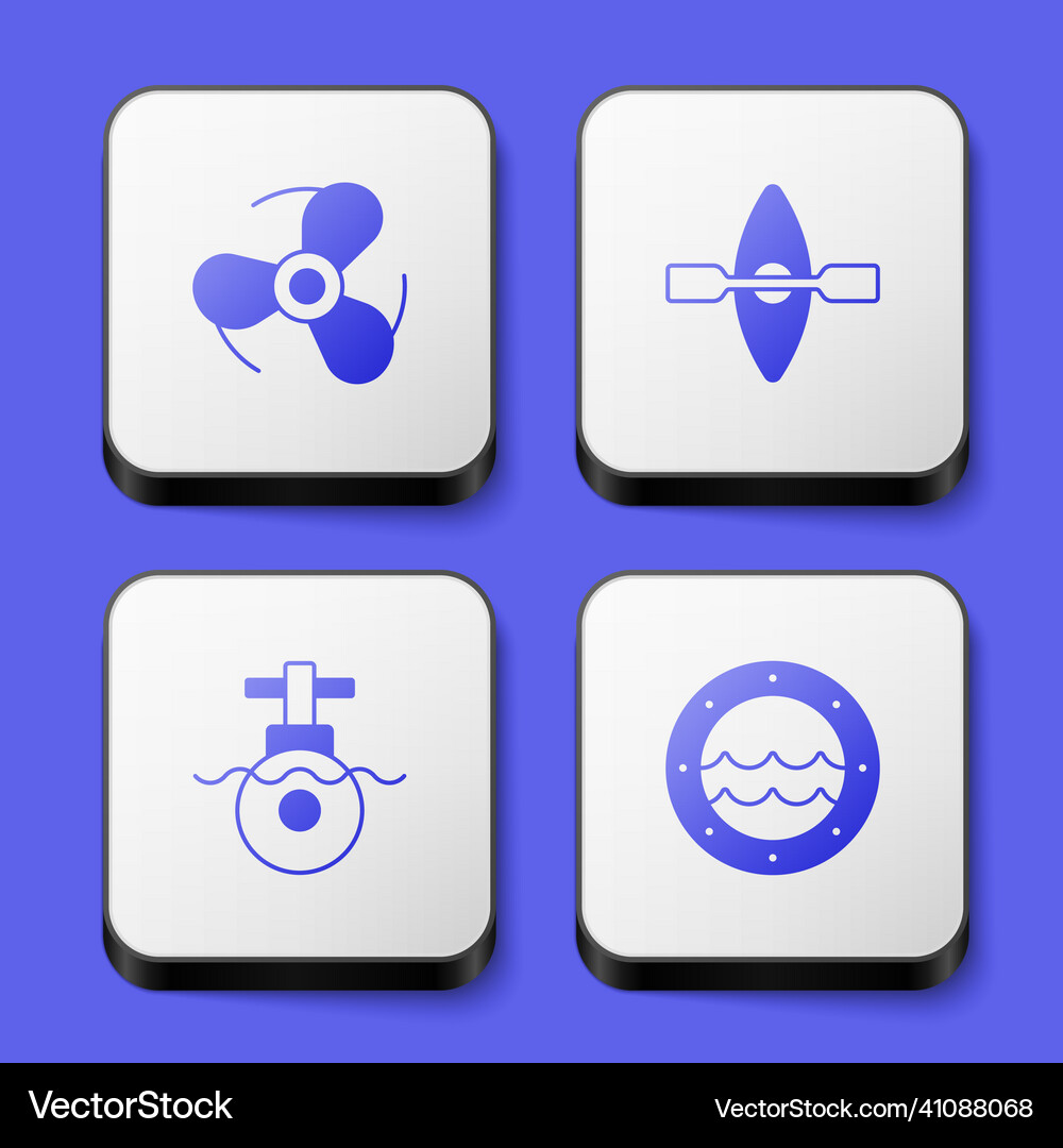 Set boat propeller kayak and paddle submarine Vector Image