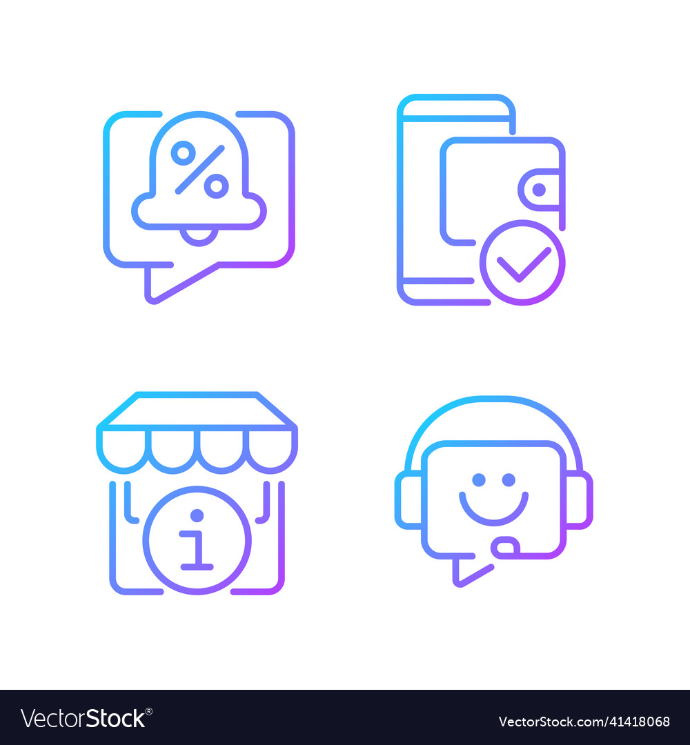 Shop website interface gradient linear icons set Vector Image