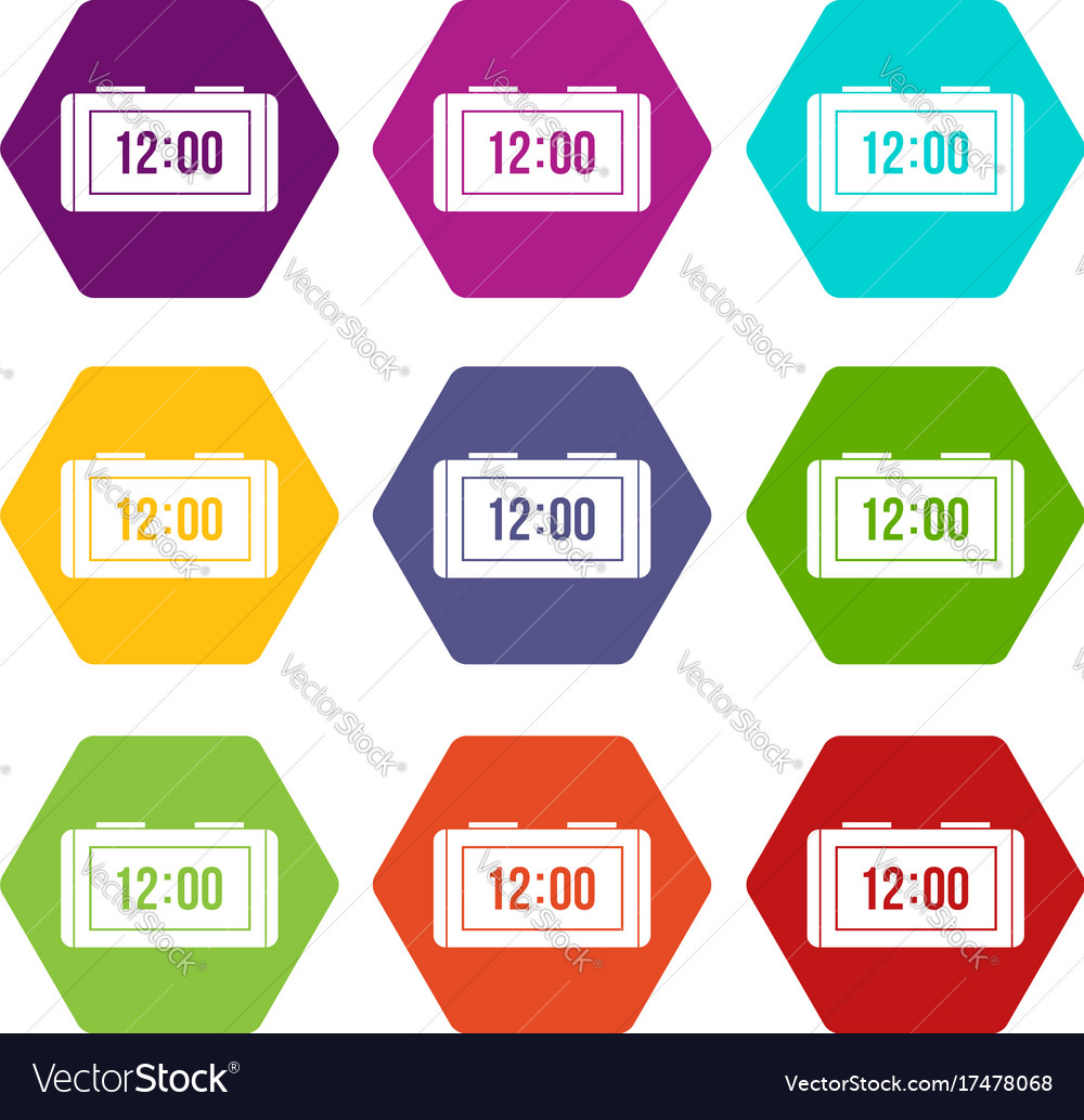 Watch icon set color hexahedron Royalty Free Vector Image