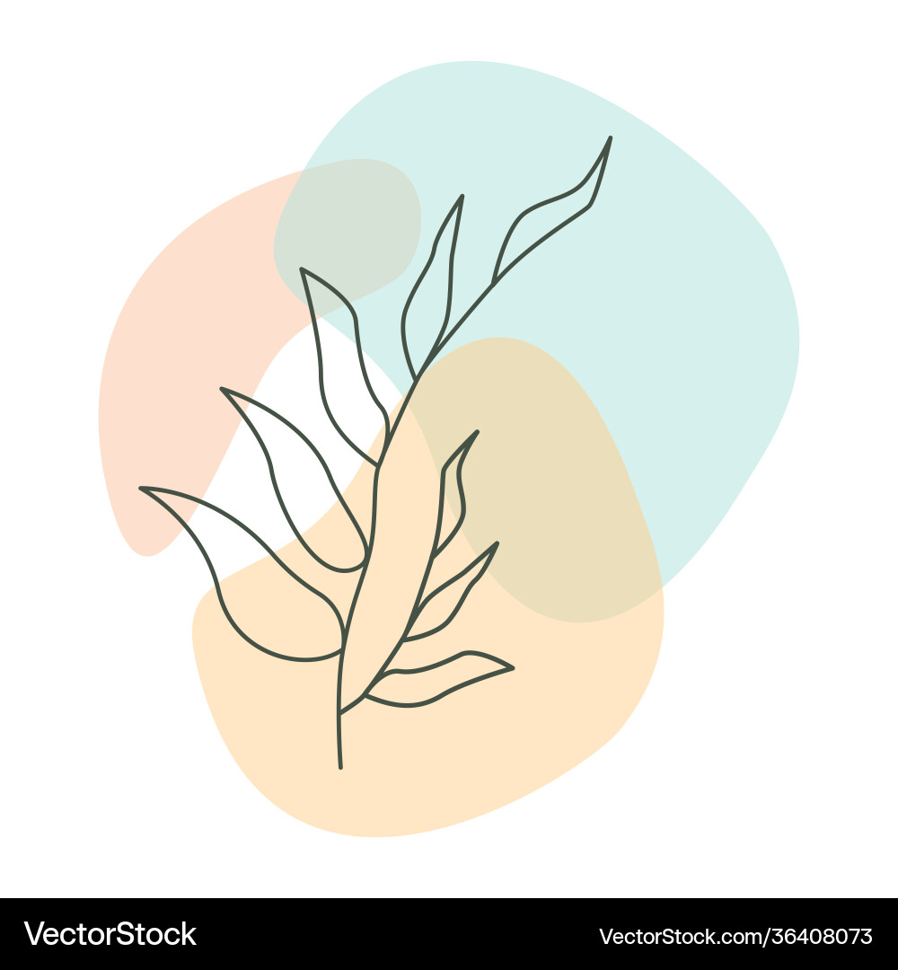 Botanical wall art foliage line art Royalty Free Vector