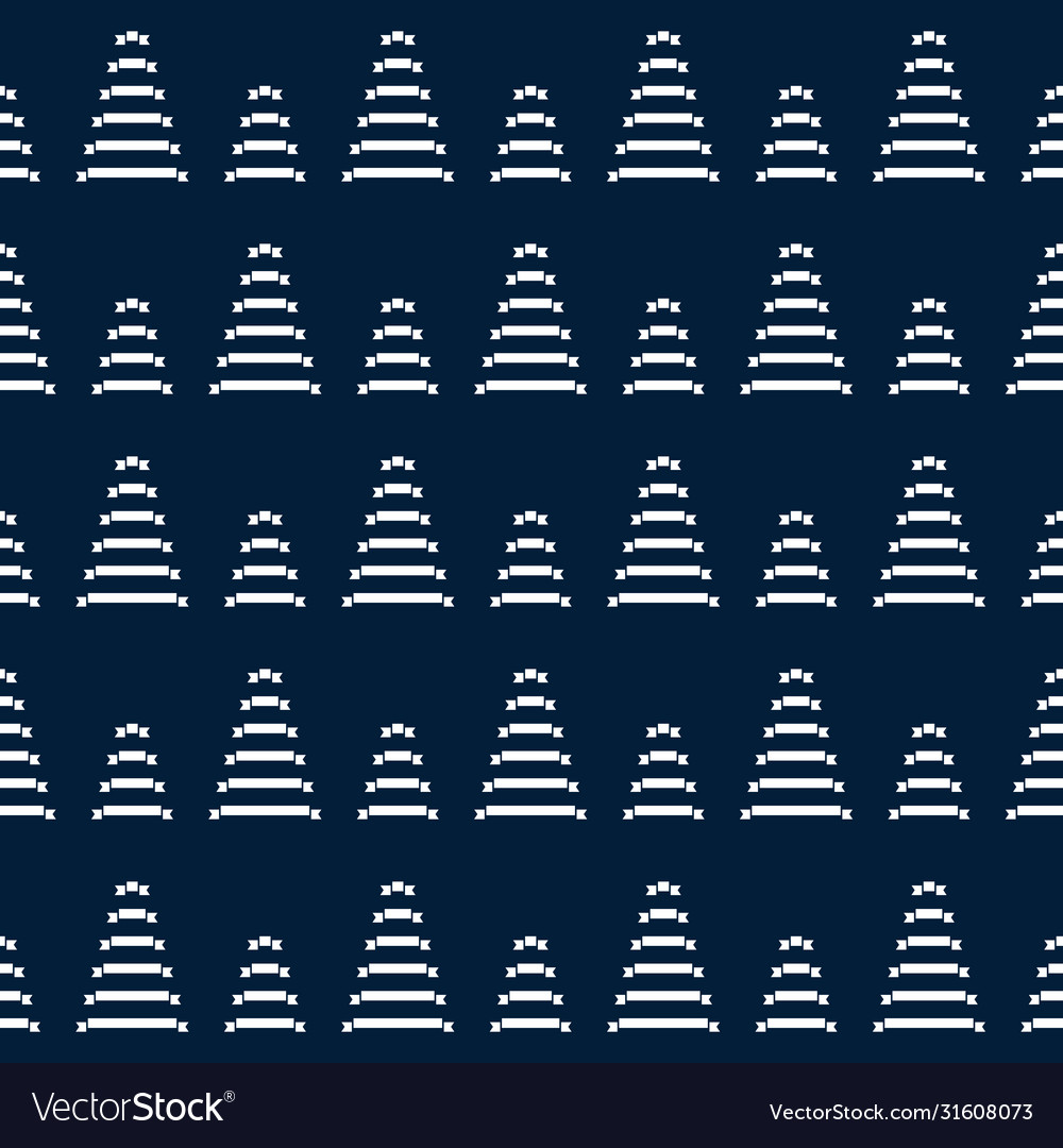 Christmas tree repeat pattern blue print Vector Image