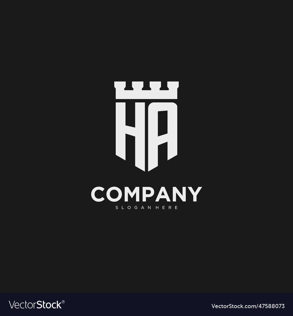 Initials ha logo monogram with shield Royalty Free Vector