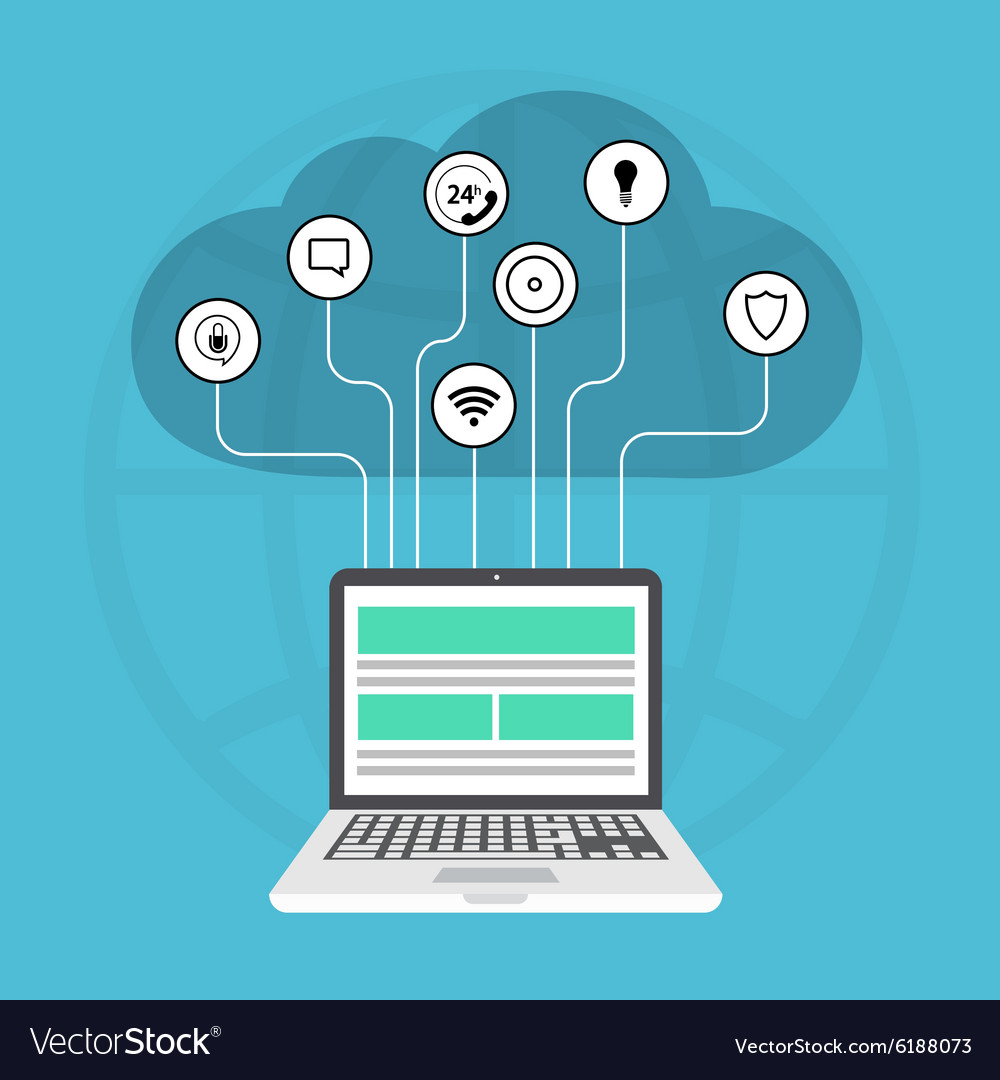 Modern cloud services flat background Royalty Free Vector