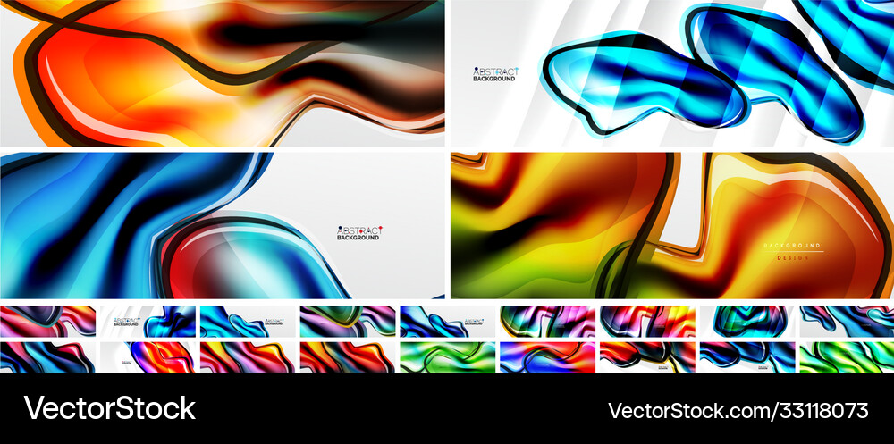 Set abstract backgrounds flowing liquid Royalty Free Vector