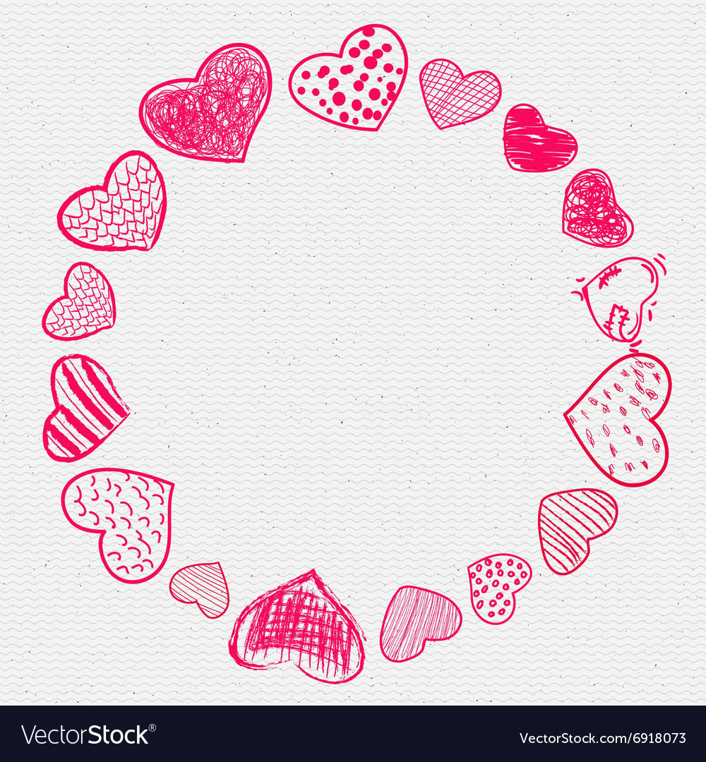 Set of doodle hearts frame Royalty Free Vector Image