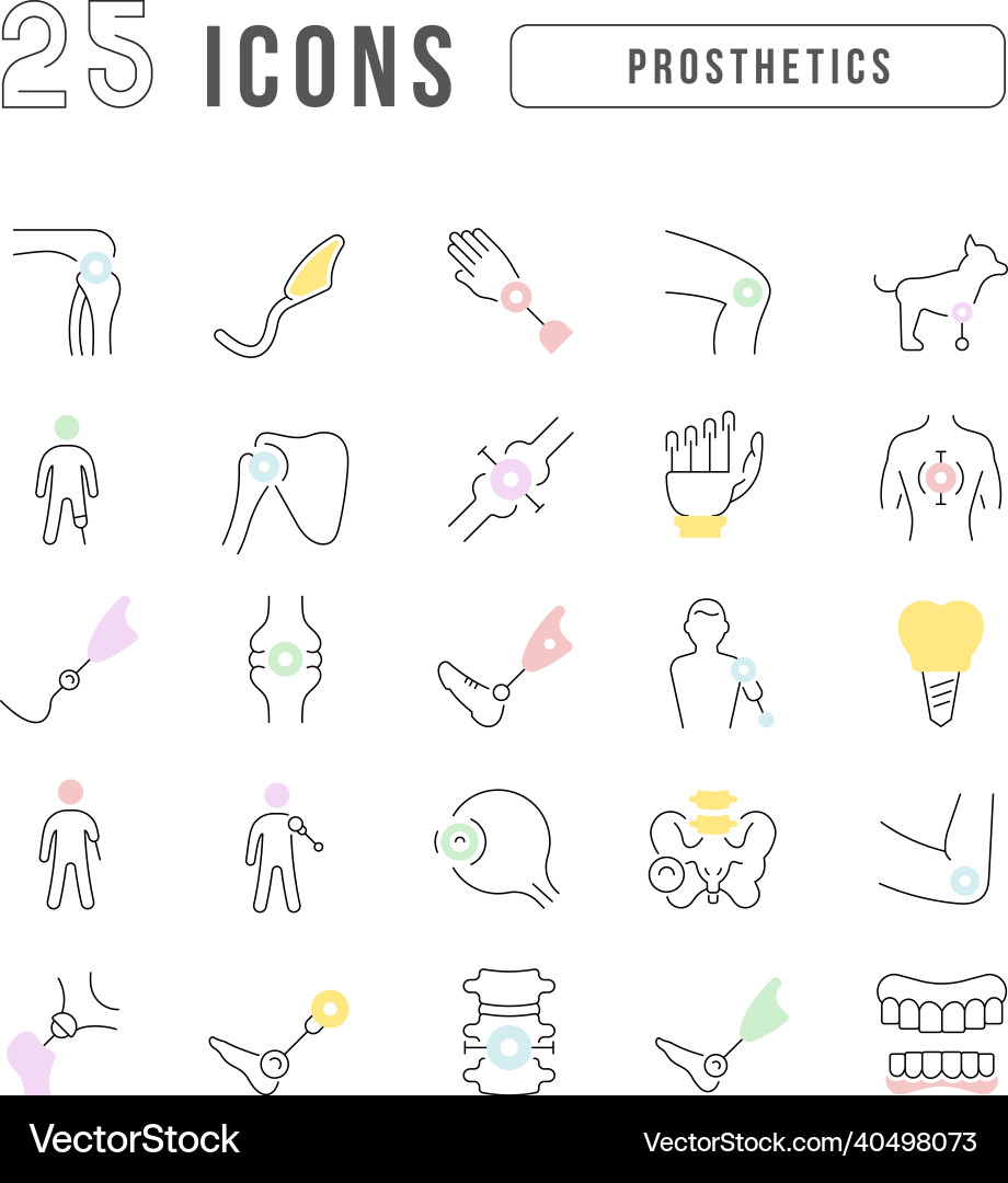 Set of linear icons prosthetics Royalty Free Vector Image