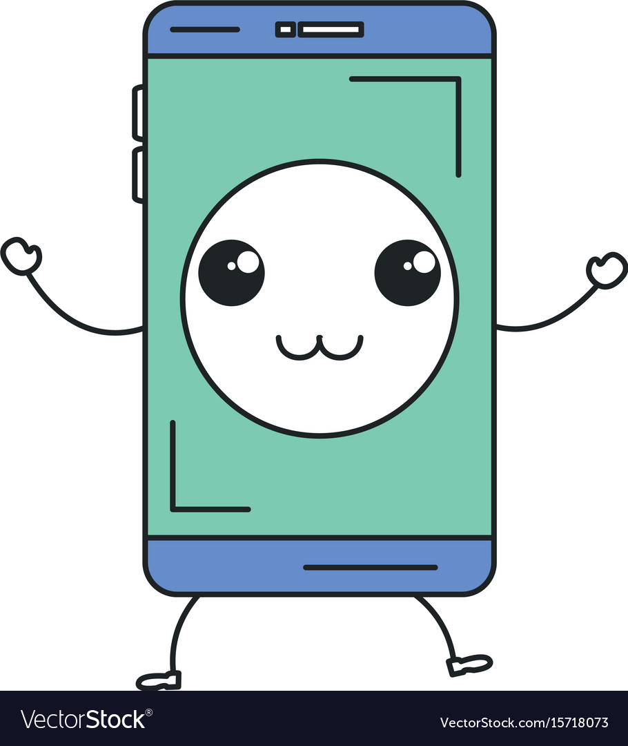 Smartphone device kawaii character Royalty Free Vector Image