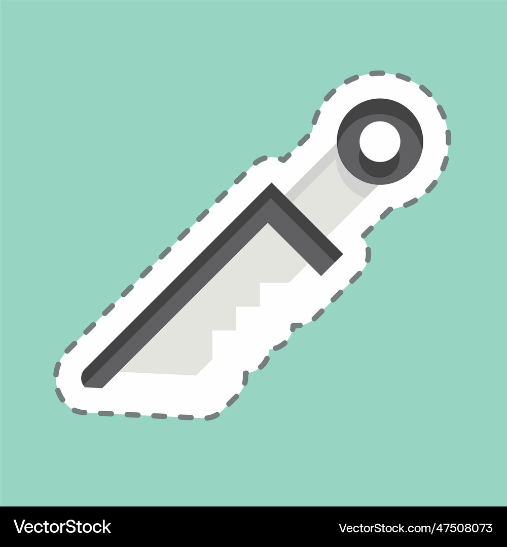 Sticker line cut dagger related to military Vector Image