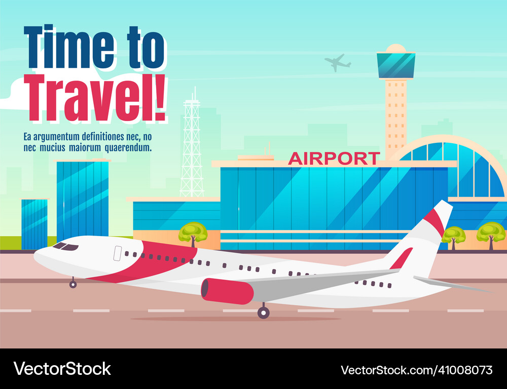 Time to travel banner flat template airline Vector Image