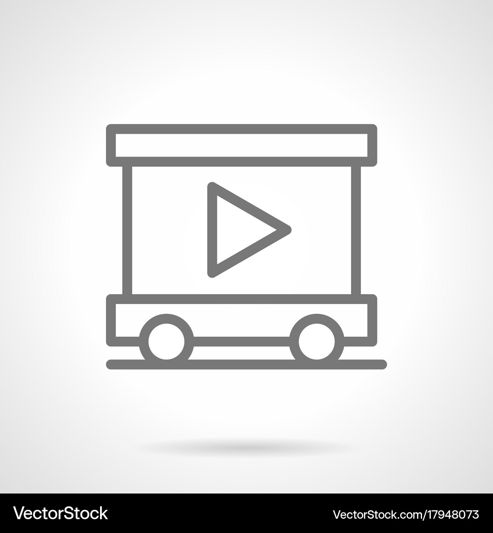 Trailer with video advertising outline icon Vector Image