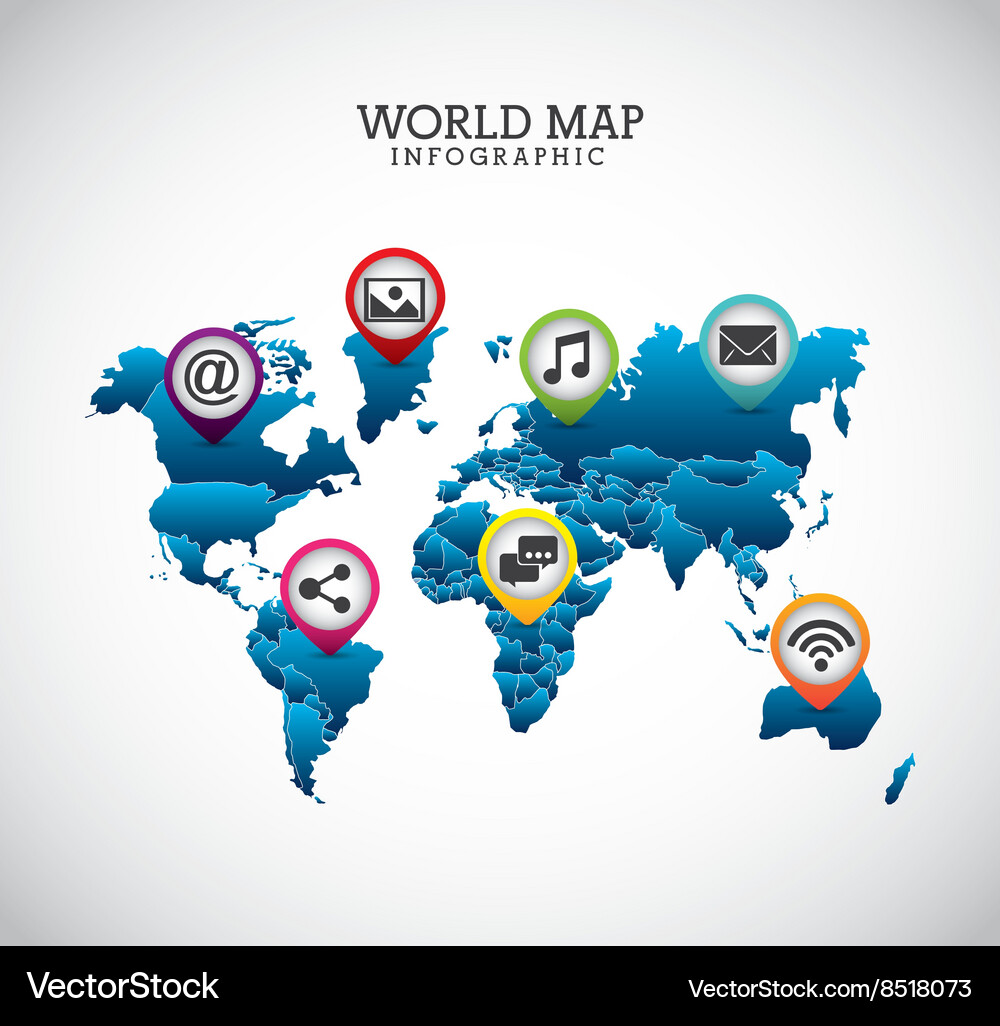 World map design Royalty Free Vector Image - VectorStock