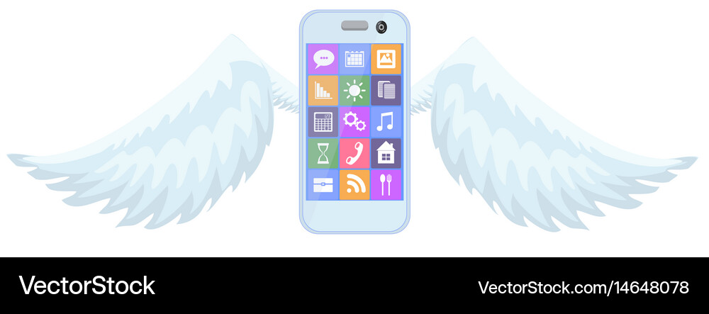 A new smart mobile phone flying with wings Vector Image
