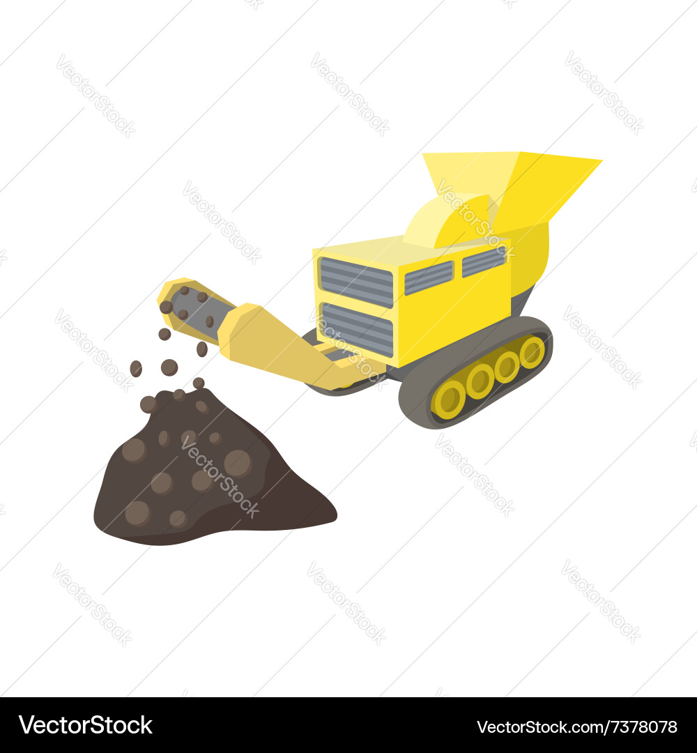 Coal conveyor crusher cartoon icon Royalty Free Vector Image