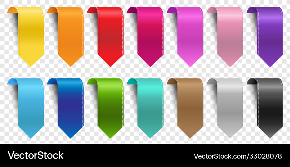 Colorful ribbon set isolated transparent Vector Image