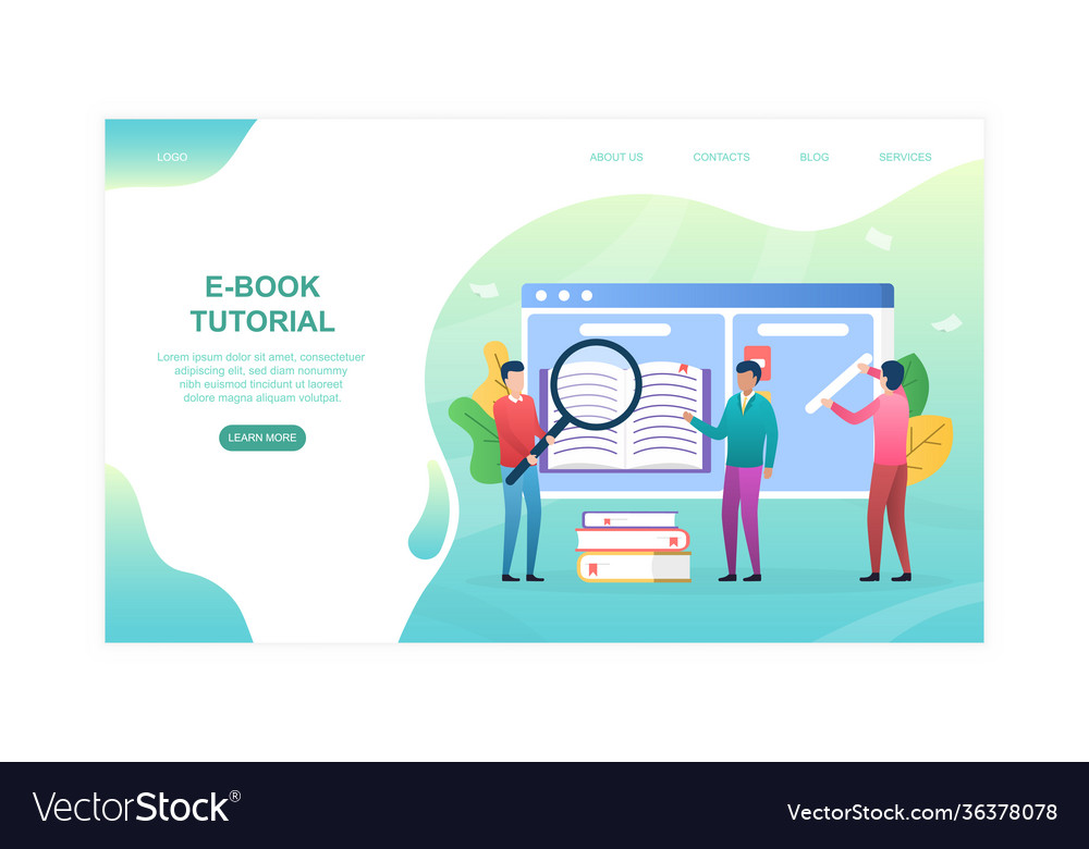 E-book tutorial concept Royalty Free Vector Image