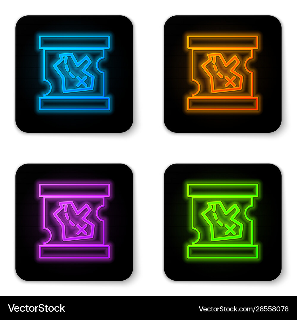 Glowing neon pirate treasure map icon isolated Vector Image