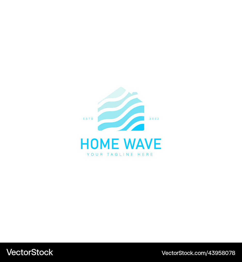 House with ocean waves abstract logo design icon Vector Image