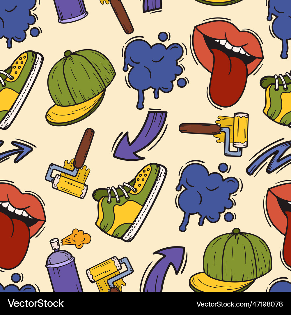 Seamless background with street culture elements Vector Image