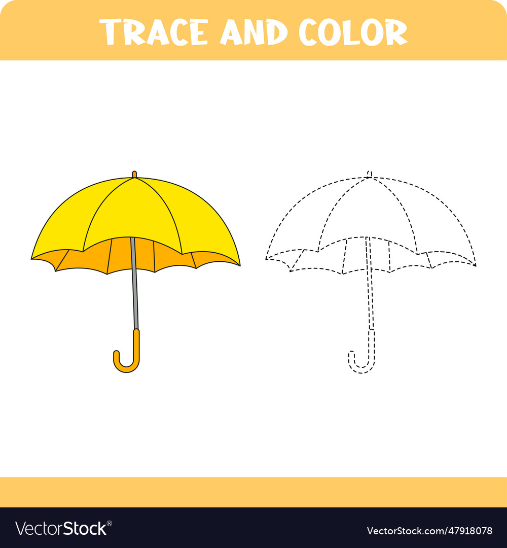 Trace and color educational worksheet for kids Vector Image